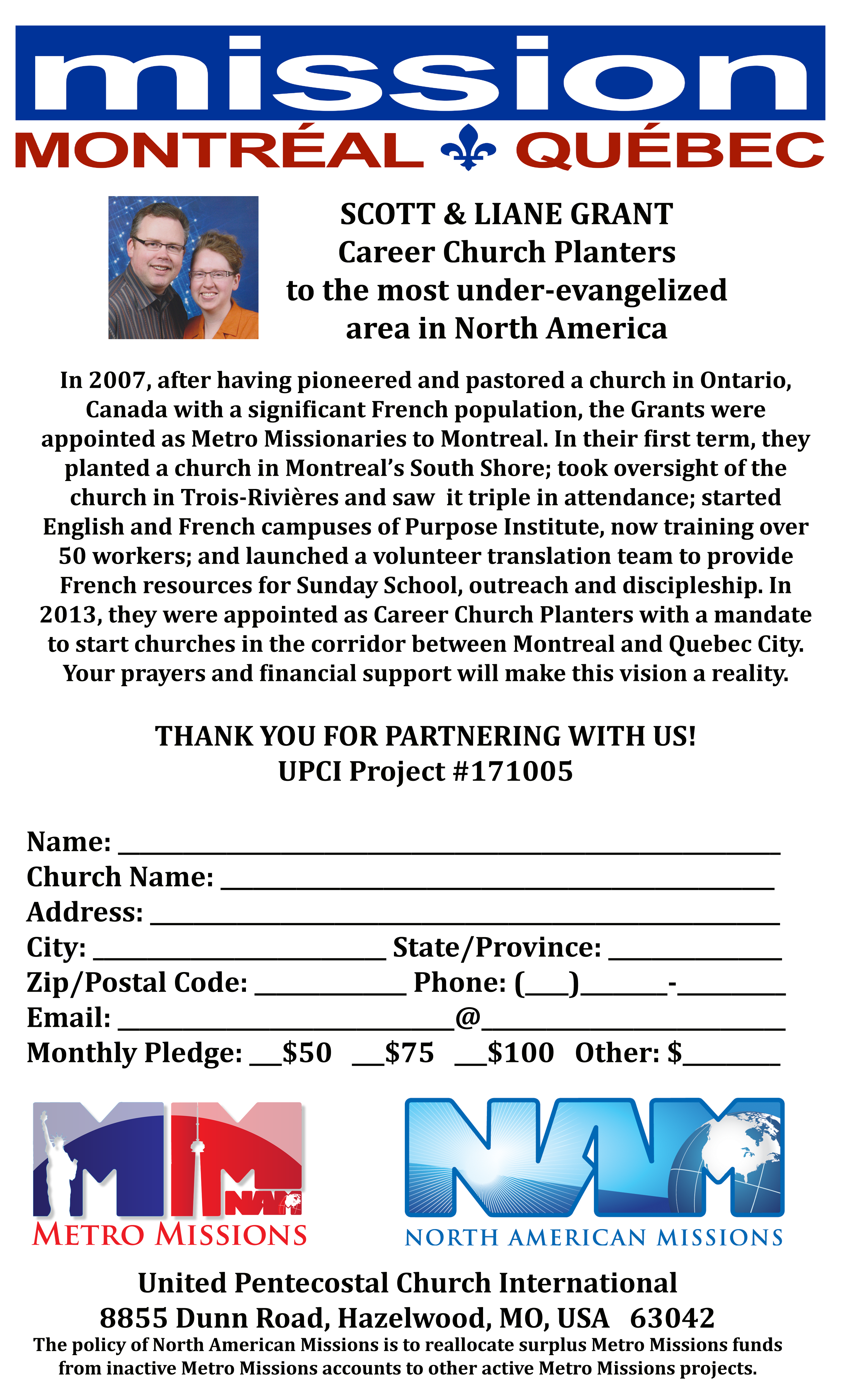 Mission Montreal | Career Church Planters Scott and Liane Grant